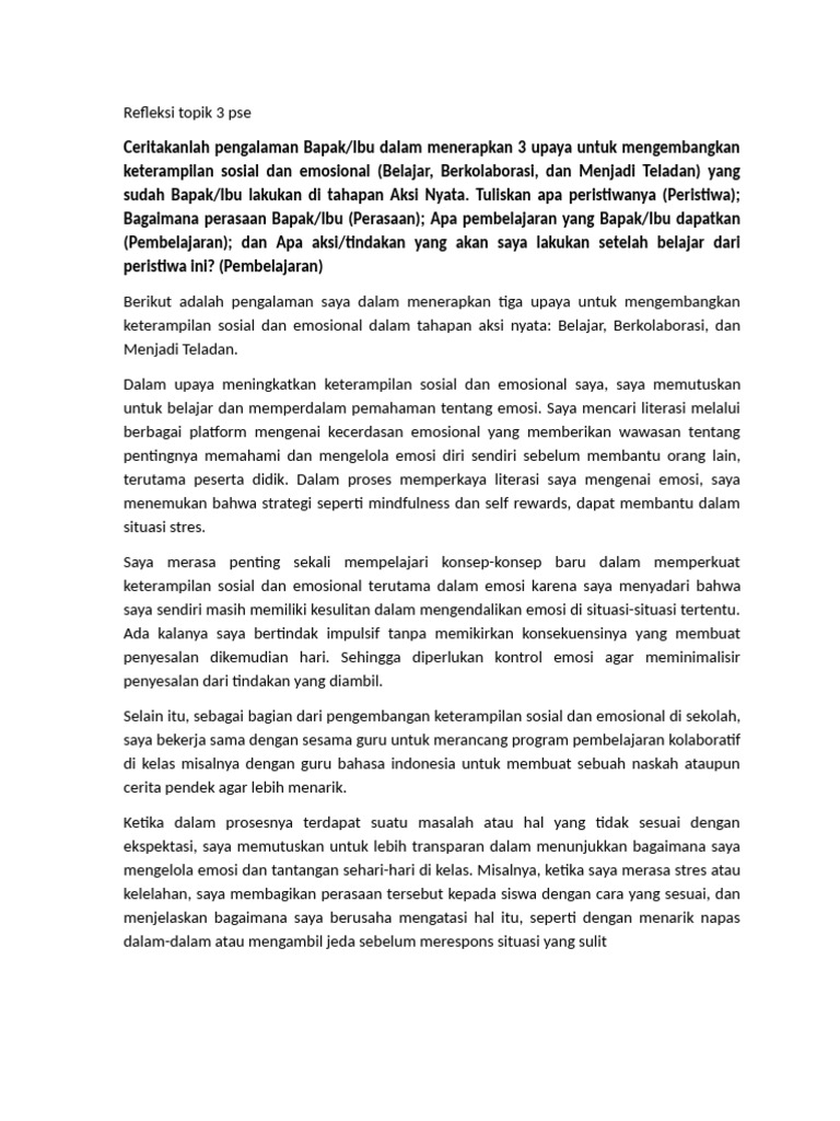 Refleksi Topik 3 Pse | PDF