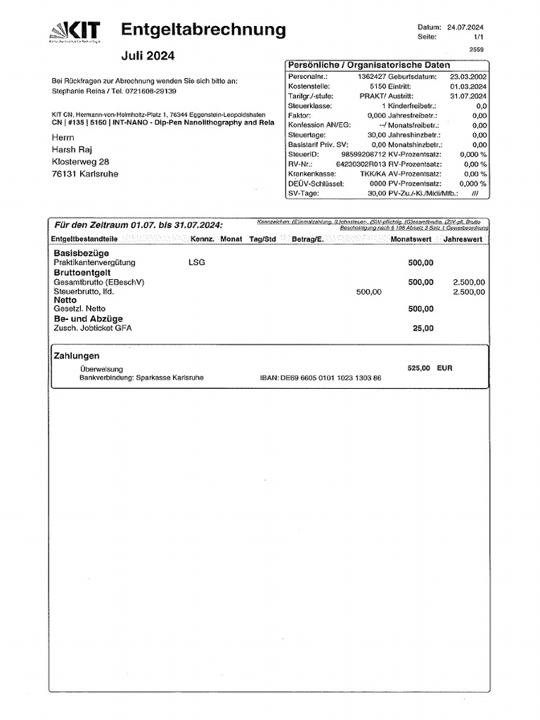 Entgeltabrechnung | PDF