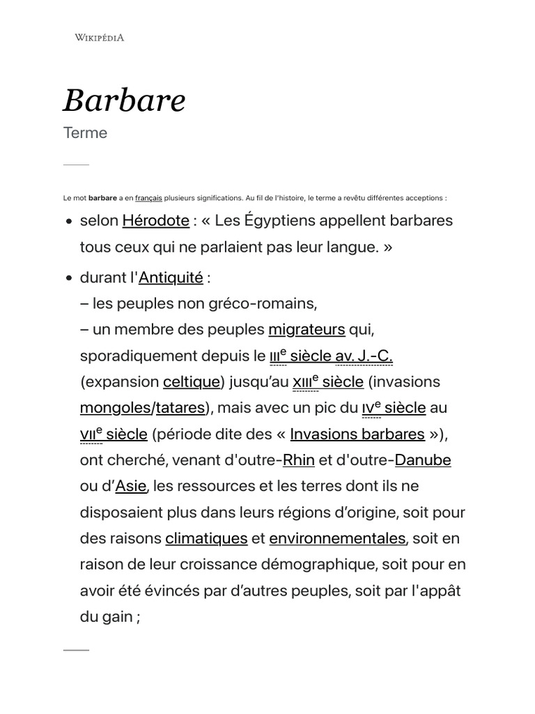 Barbare - Wikipédia | PDF