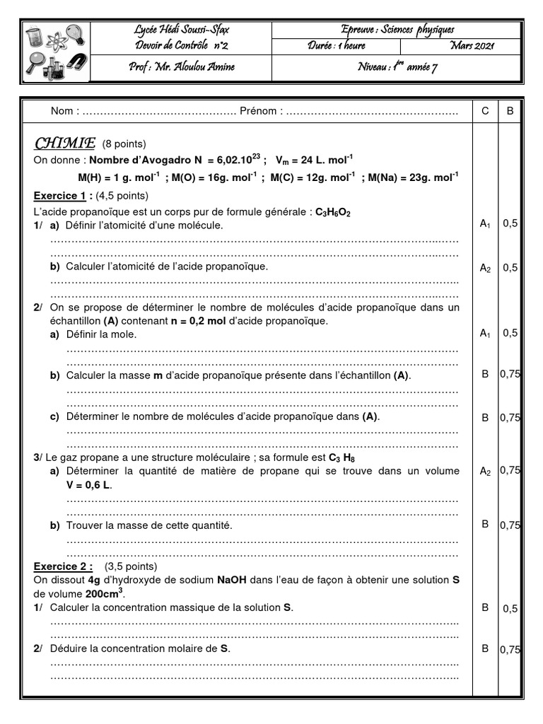 DC1 2020 2021 1ère | PDF