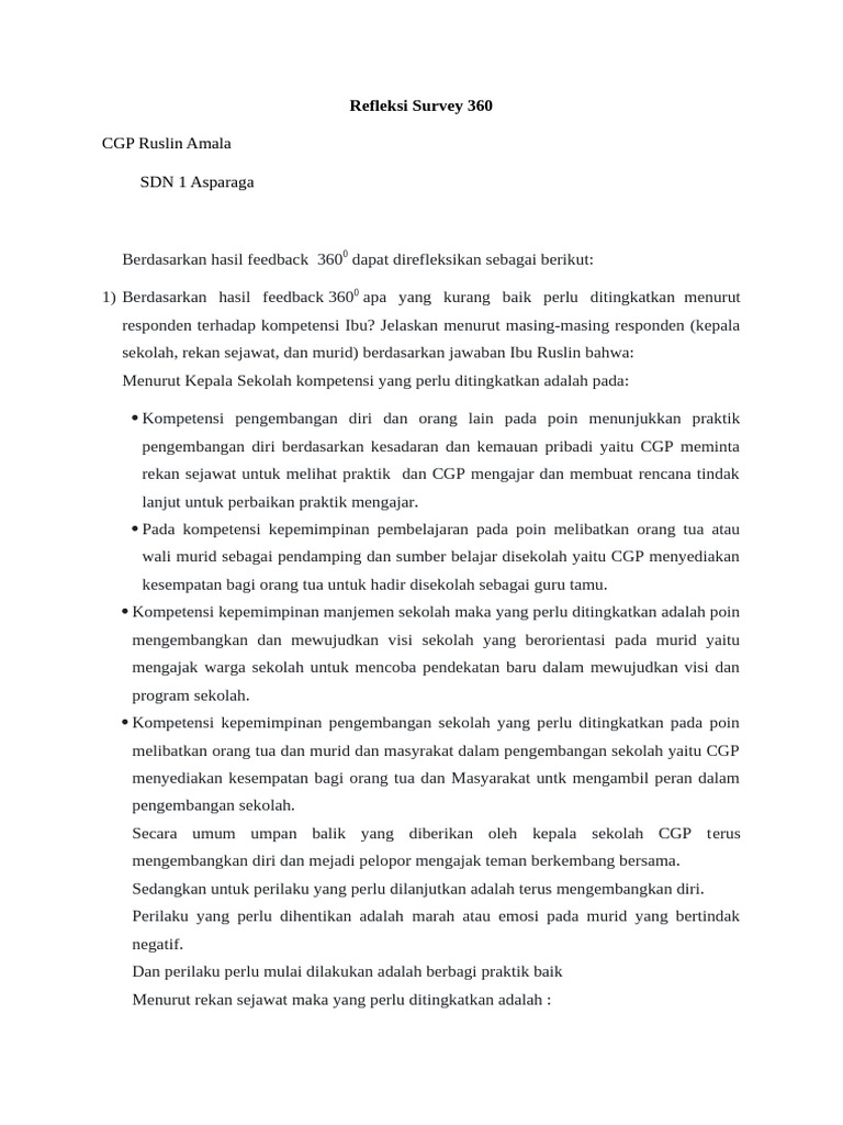 Refleksi Survey 360 Ruslin Amala | PDF