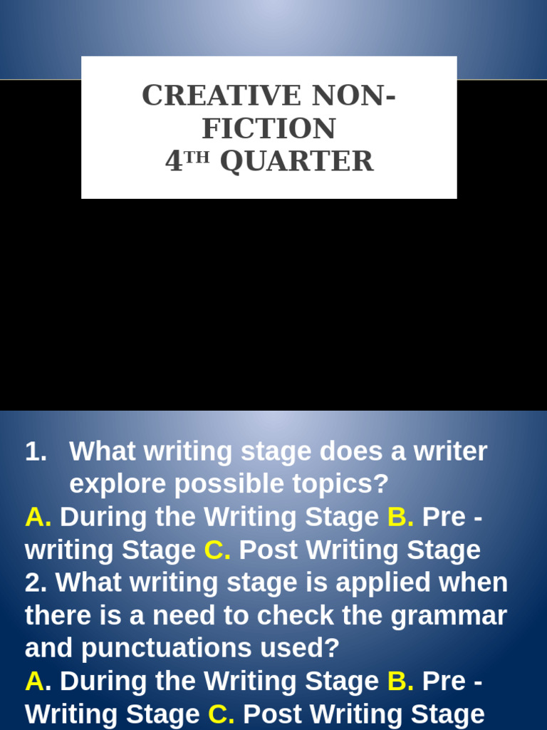 Creative Non-Fiction Week 4 | PDF