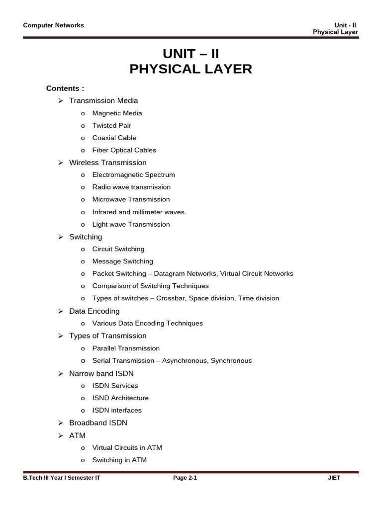 Unit 2 - Physical Layer | PDF