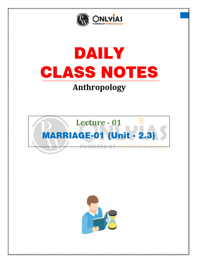 Anthropology 01 Daily Class Notes UPSC Optional Anthropology | PDF