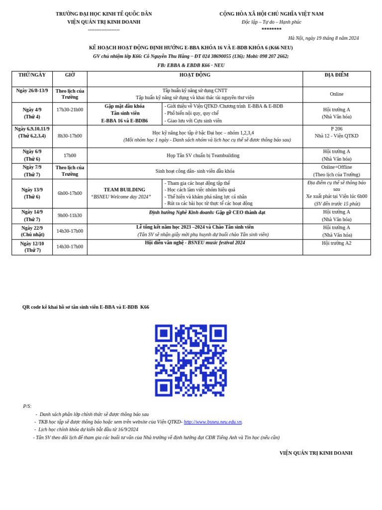 KE HOACH DINH HUONG K66 - 2024 Có QRCODE NEW | PDF