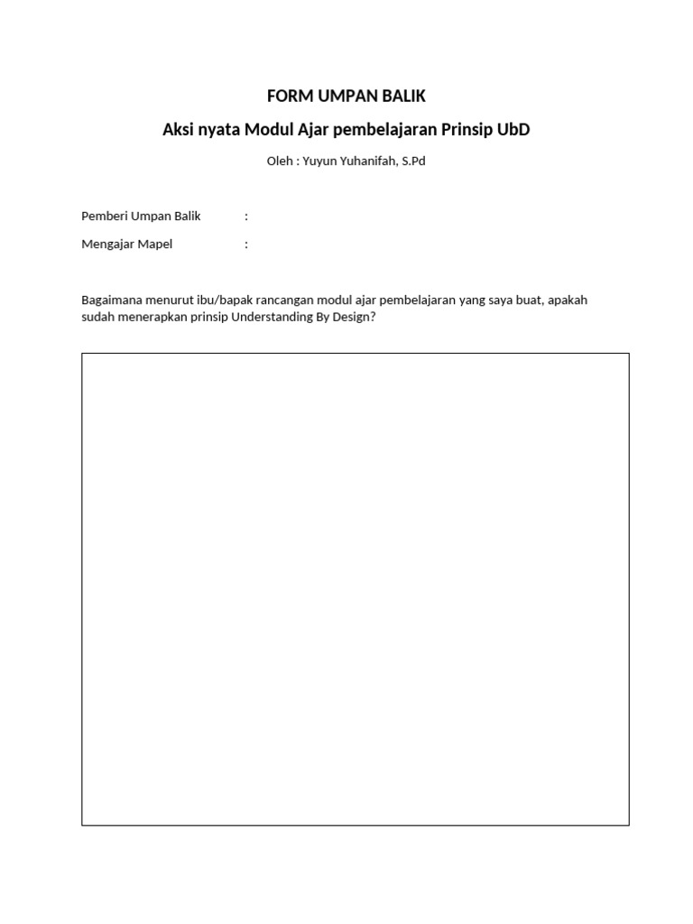 Form Umpan Balik Ubd | PDF