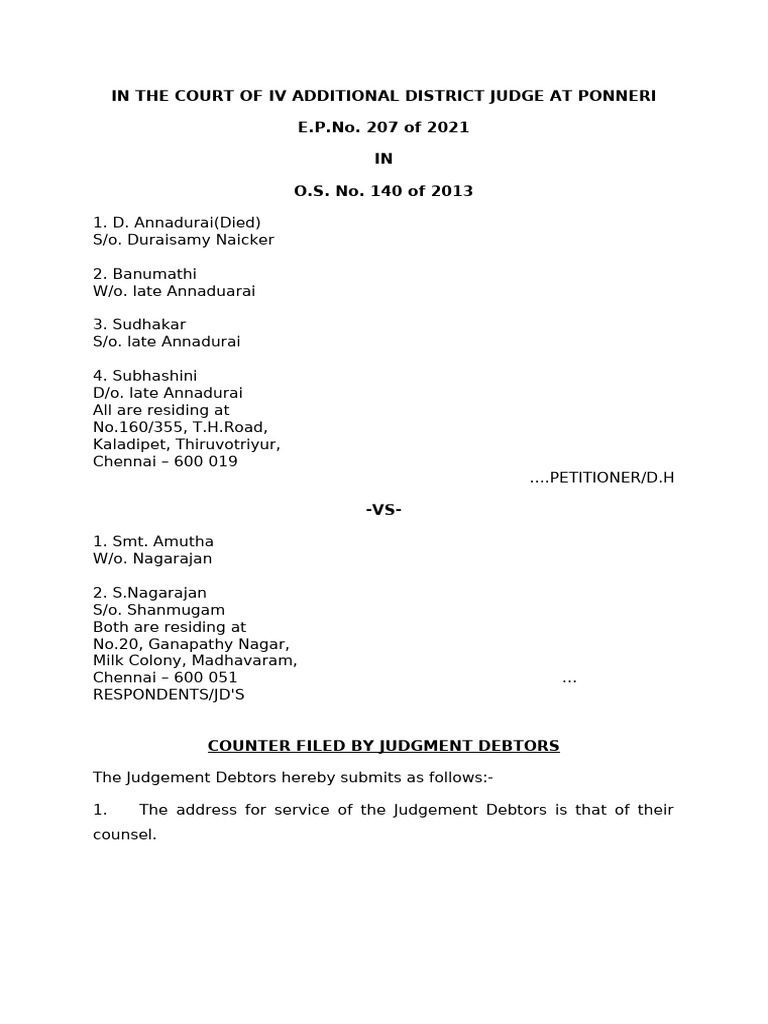 Adj Court Amutha EP Counter | PDF