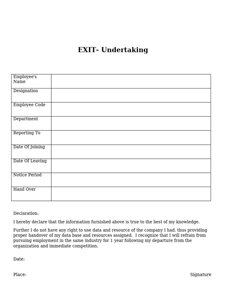 Employee Exit Form | PDF