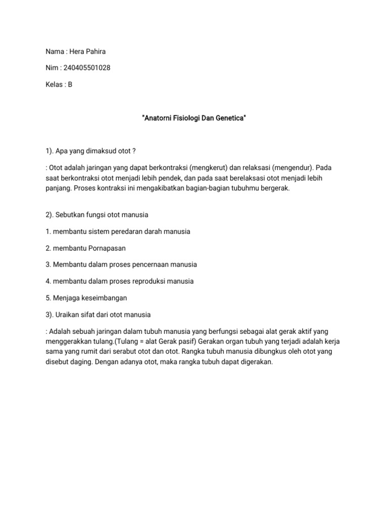 Tugas Anatorni Fisiologi Dan Genetika | PDF