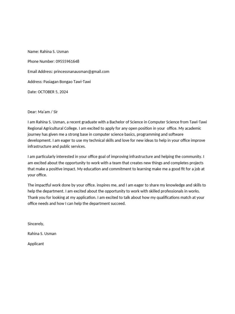 Application Letter | PDF