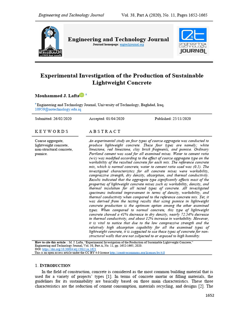 Engineering and Technology Journal: Mouhammed J. Lafta | PDF