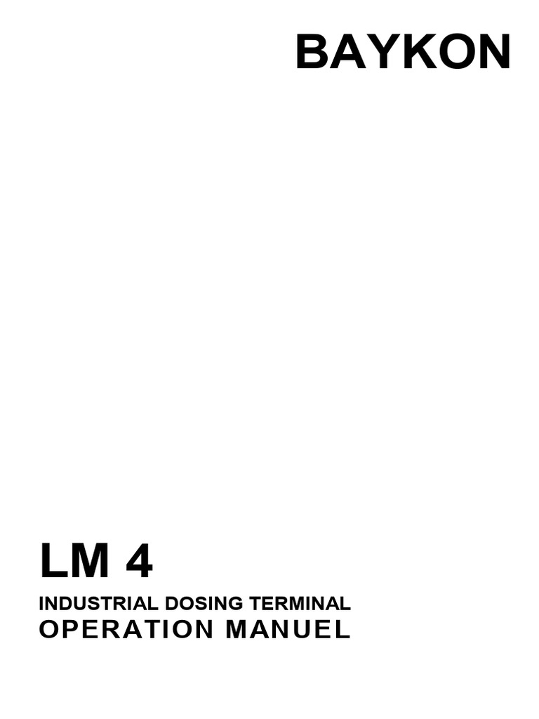 lm4 Dosing Terminal 3101202408484711332 | PDF