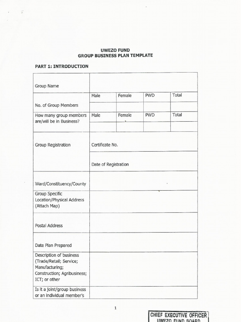 Uwezo Fund Business Plan Template | PDF