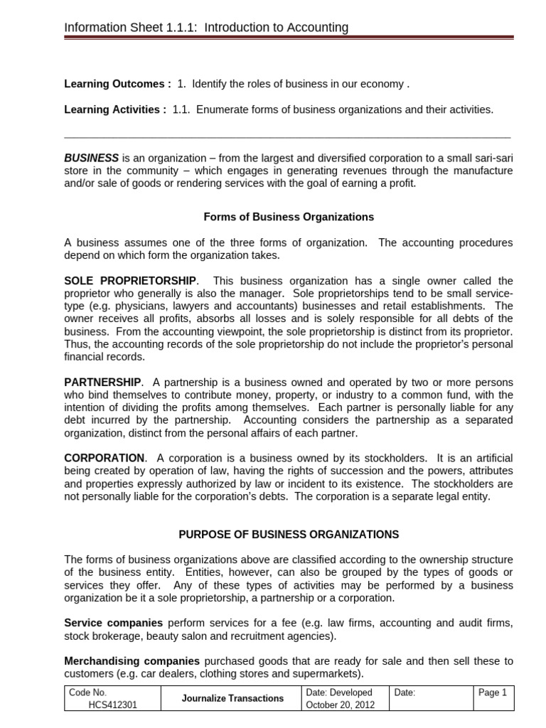 Handouts in Accounting | PDF
