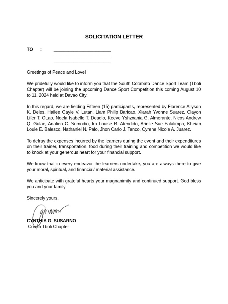 solicitation letter soutn cot | PDF