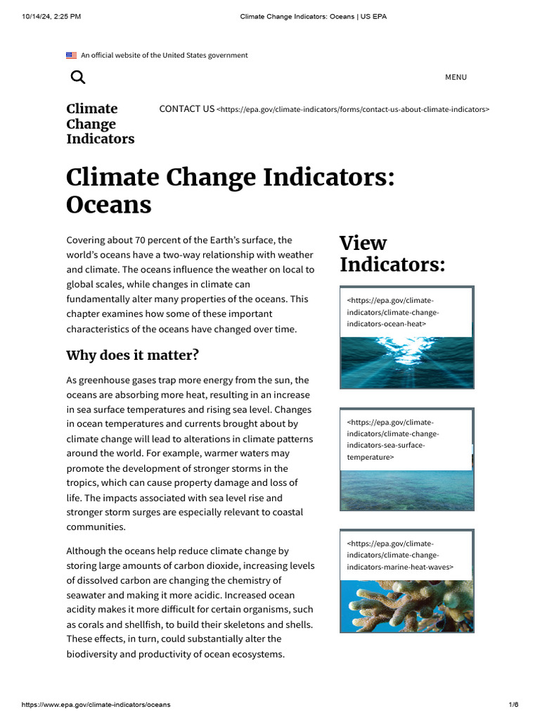 Climate Change Indicators - Oceans - US EPA | PDF