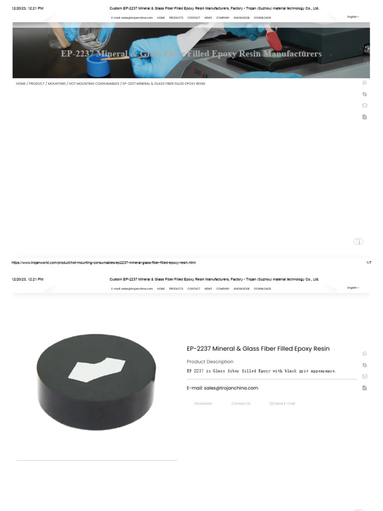 Custom EP-2237 Mineral & Glass Fiber Filled Epoxy Resin Manufacturers, Factory - Trojan (Suzhou ...