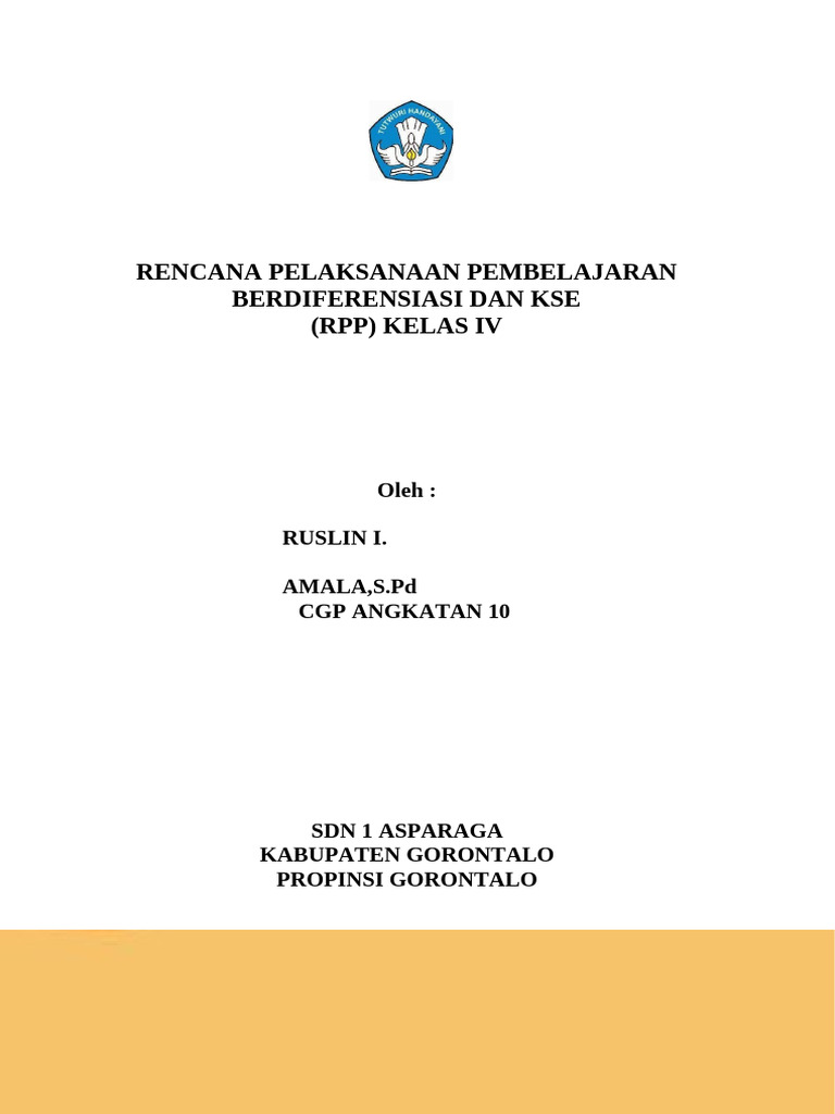 RPP Kse Kelas Iv Ruslin Amala | PDF