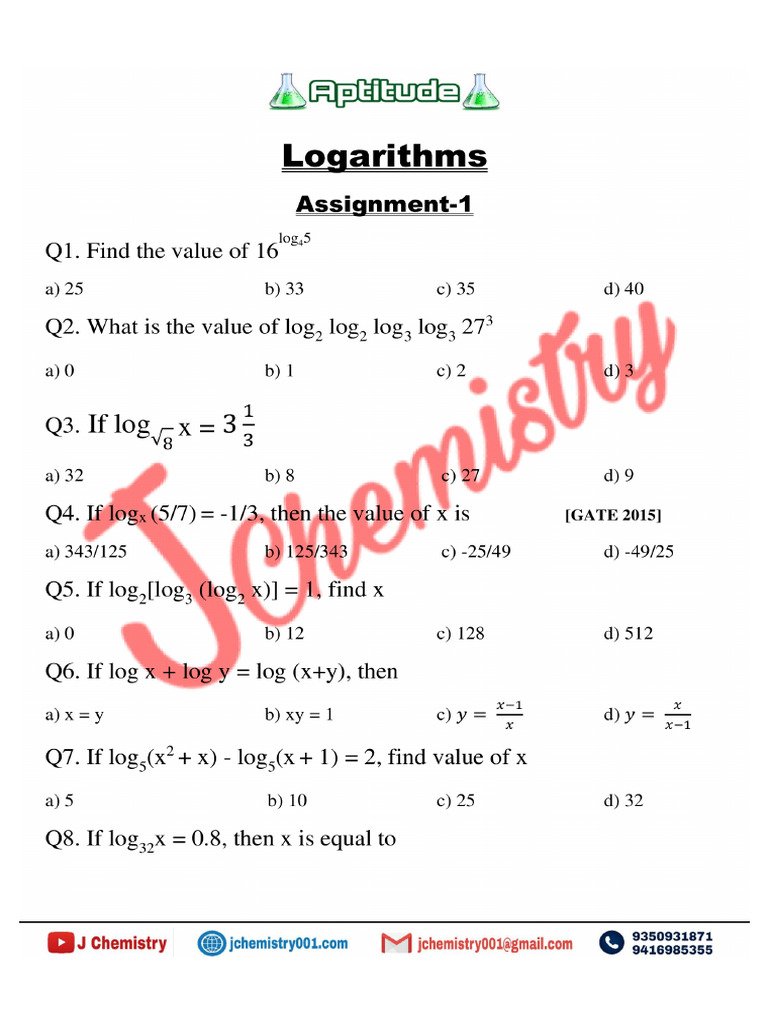 548699-Logarithms Assignment 1 | PDF