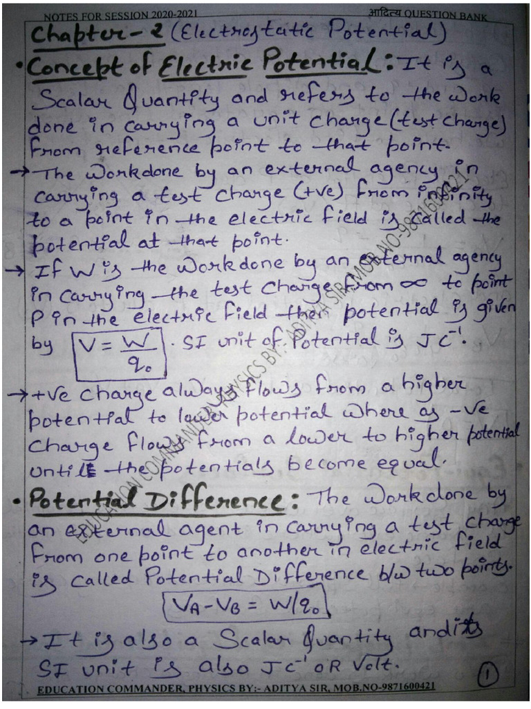 Electric Potential Notes | PDF
