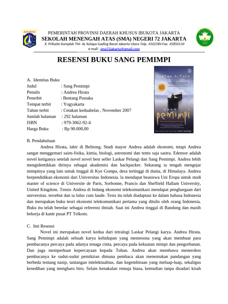 Resensi Novel Sang Pemimpi oleh Andrea Hirata | PDF