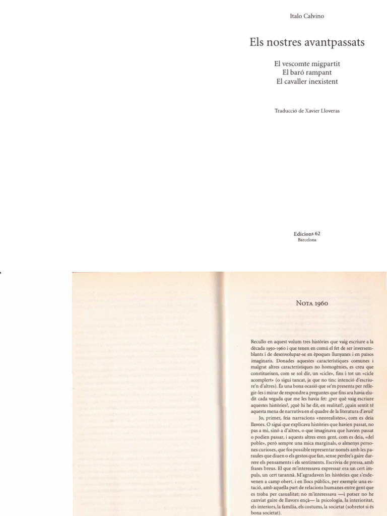 Calvino Nota 1960 Els Nostres Avantpassats AV-2 | PDF