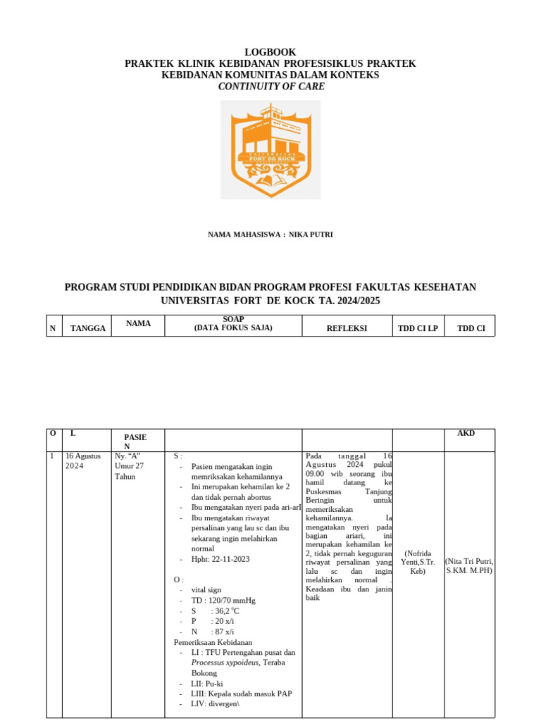 LOGBOOK Nika 6 Siklus Coc | PDF