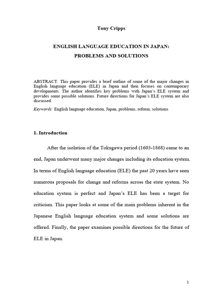 English Language Education in Japan Prob | PDF