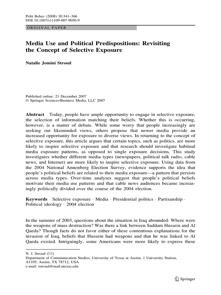 Media Use and Political Predispositions: Revisiting The Concept of ...