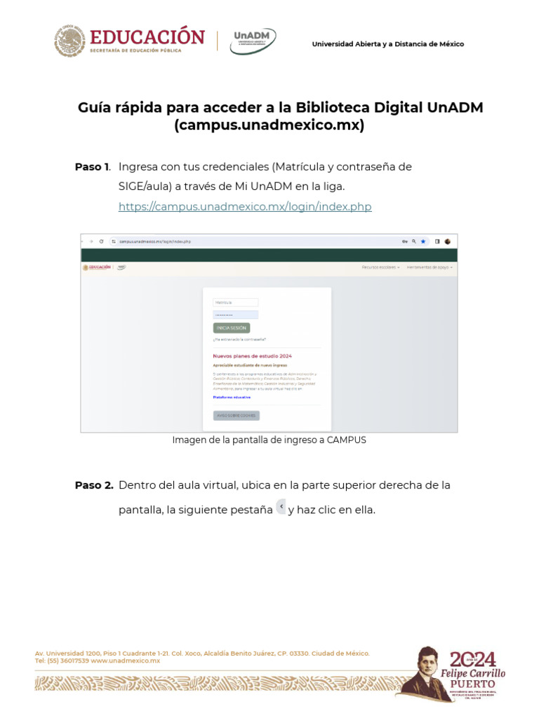 Guia Rapida para Acceder A La Biblioteca Digital UnADM | PDF