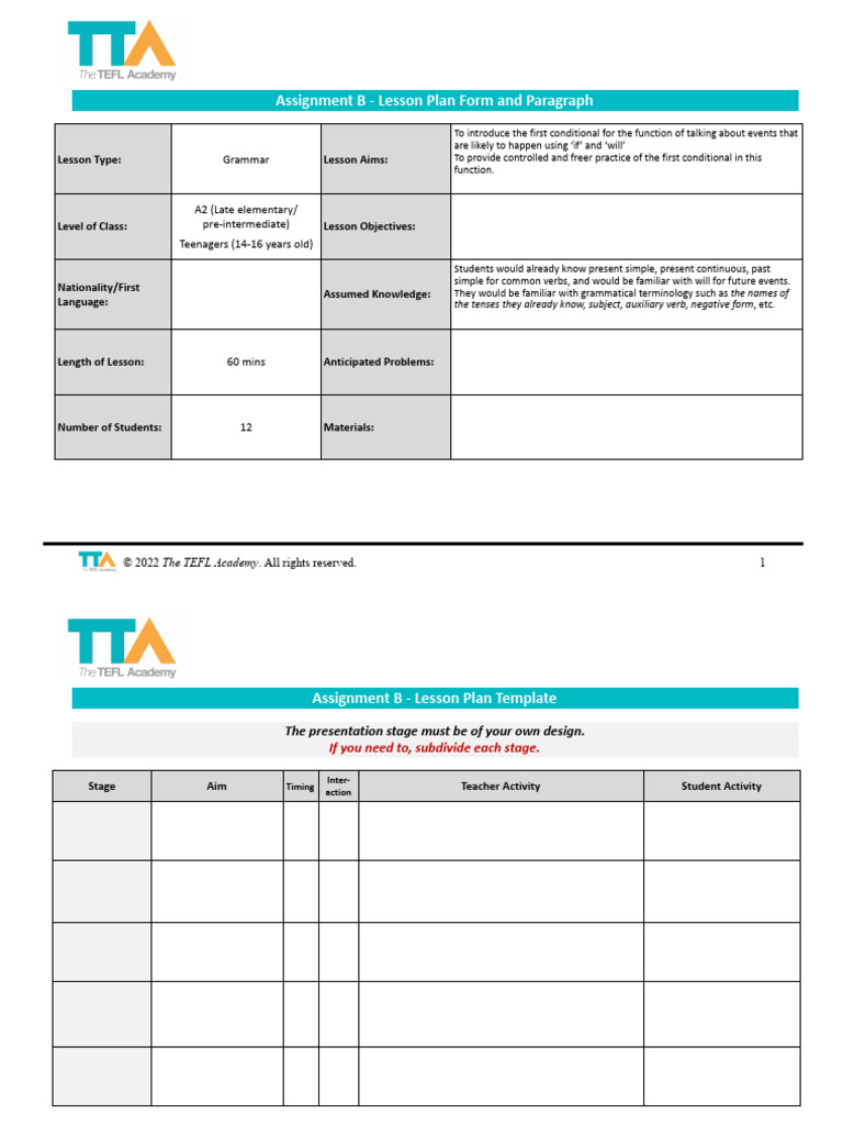 AssignmentB Step2 LessonPlanandParagraph Template | PDF