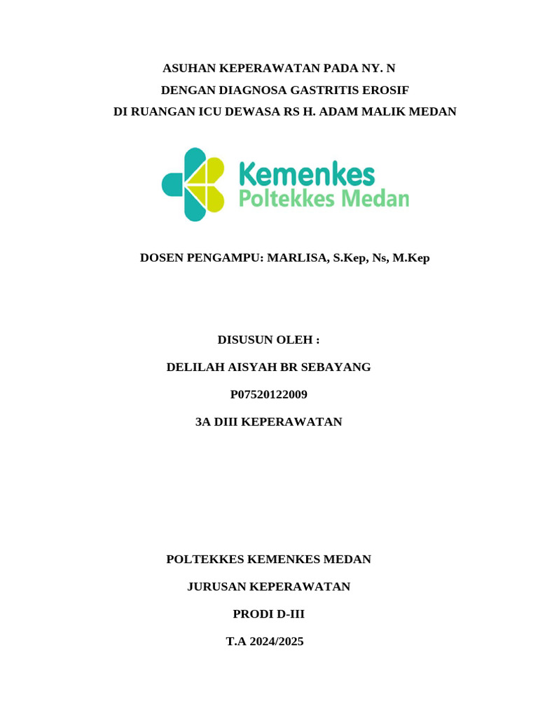 Askep Gastritis Erosiv Della | PDF