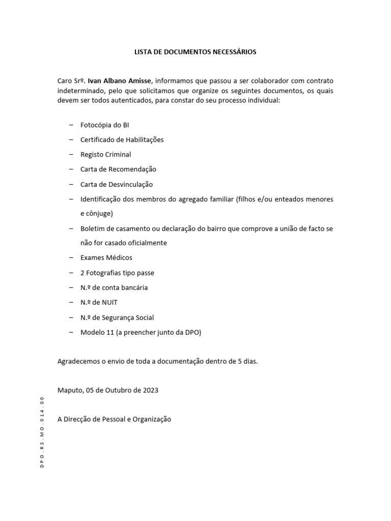 Documentos Necessários para Elaboração de Contrato de Trabalho-Ivan ...