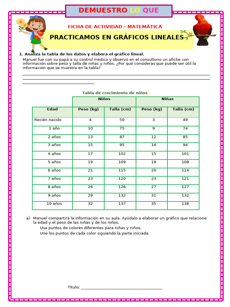 Ficha Mate - Practicamos en Gráficos Lineales | PDF