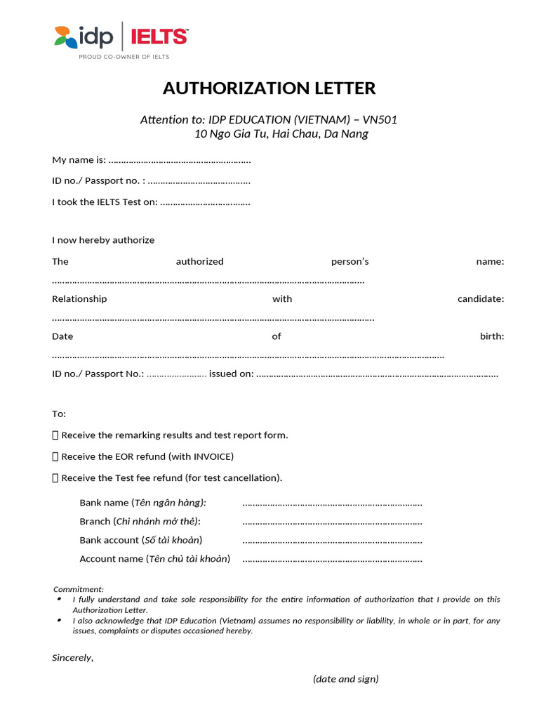 Authorization Letter For EOR and Refund | PDF