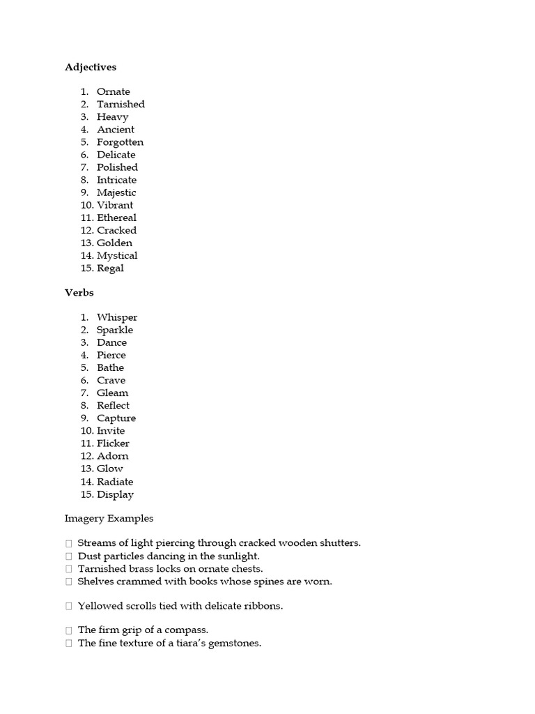 Word bank for description of an enchanting room | PDF