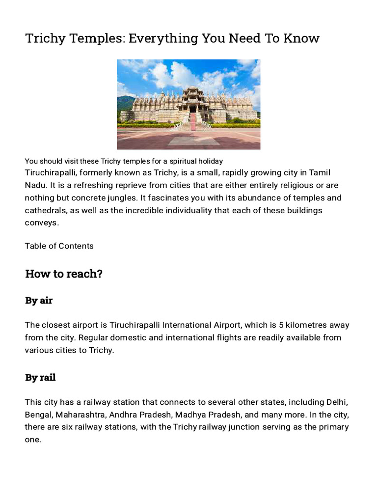 Trichy Temples - Everything You Need To Know | PDF