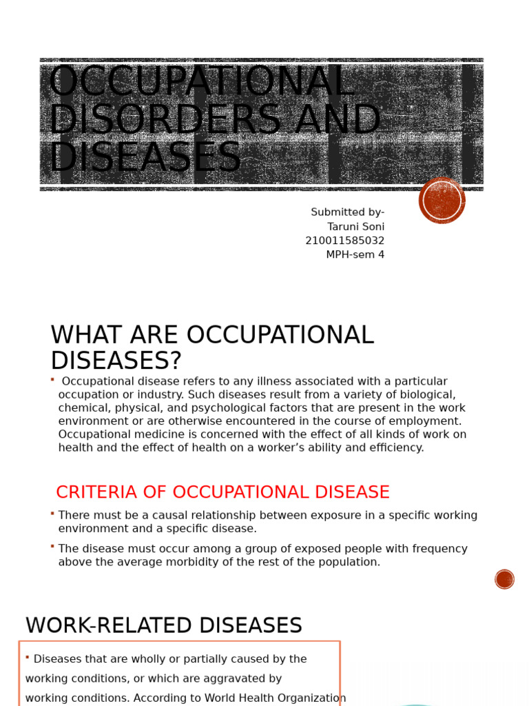 Occupational Disorders and Diseases | PDF