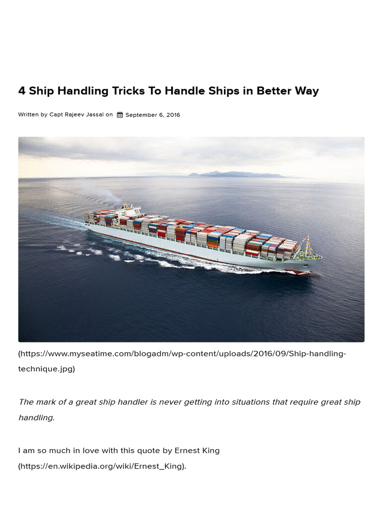 4 Ship Handling Tricks To Handle Ships in Better Way - MySeaTime | PDF