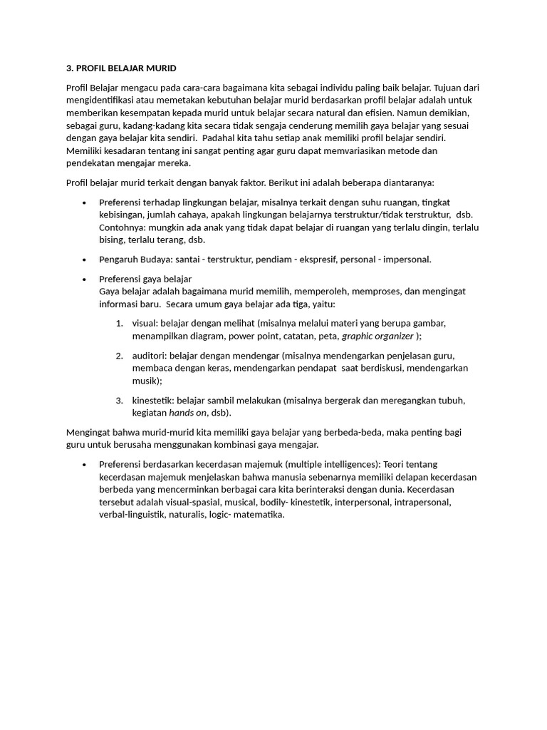 Profil Belajar Murid | PDF
