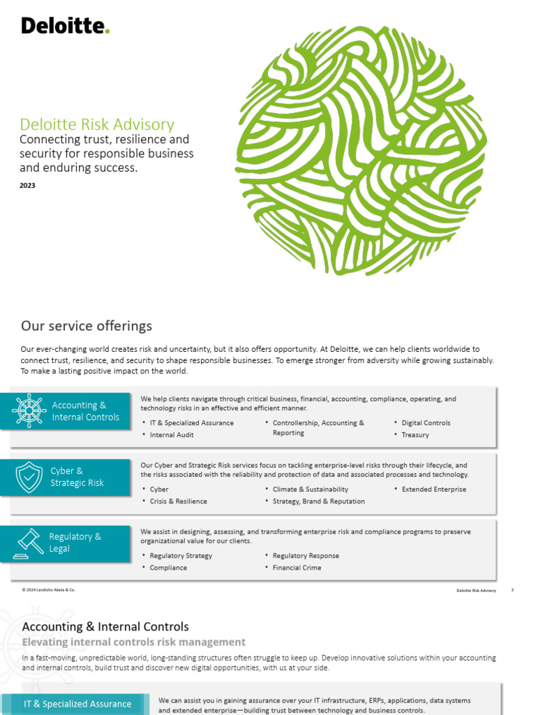 Deloitte Risk Advisory Services 2023 | PDF | Regulatory Compliance ...