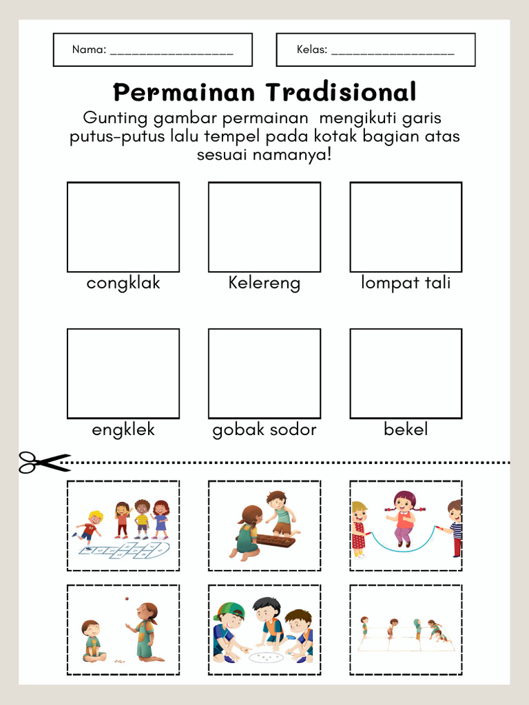 Lembar Kerja Permainan Tradisional TK | PDF | Game & Aktivitas ...