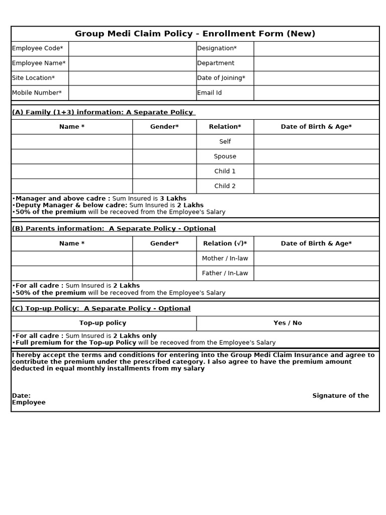 New GMC Enrollment Form | PDF