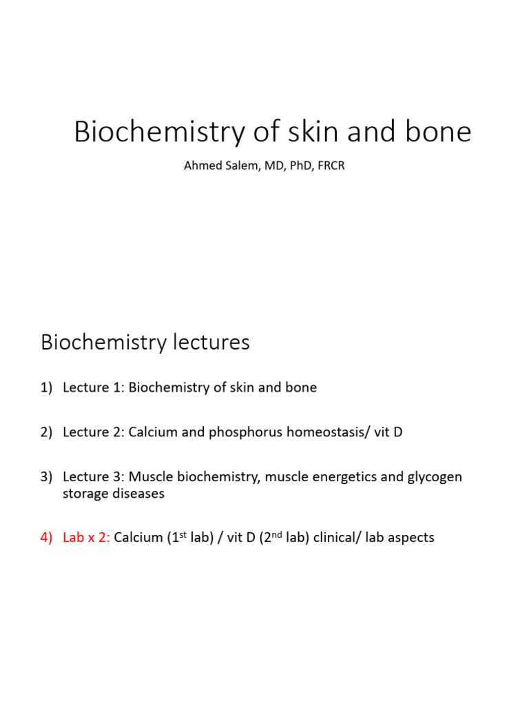 Lecture 1 - Biochemistry of Skin and Bone - U | PDF