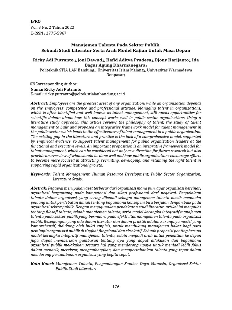 Ricky Adi Putranto, 2022, Manajemen Talenta Pada Sektor PublikSebuah ...