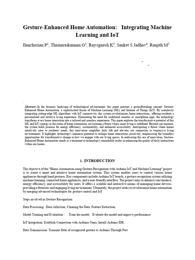 Gesture-Enhanced Home Automation | PDF
