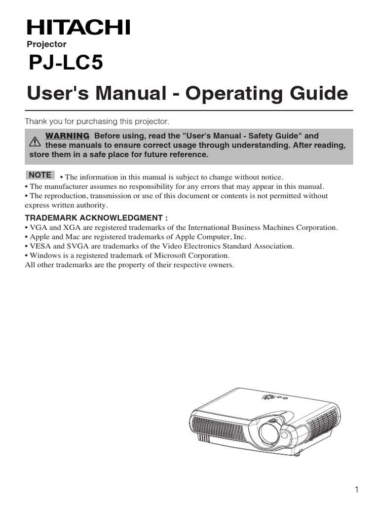 Hitachi PJ-LC5_EN | PDF