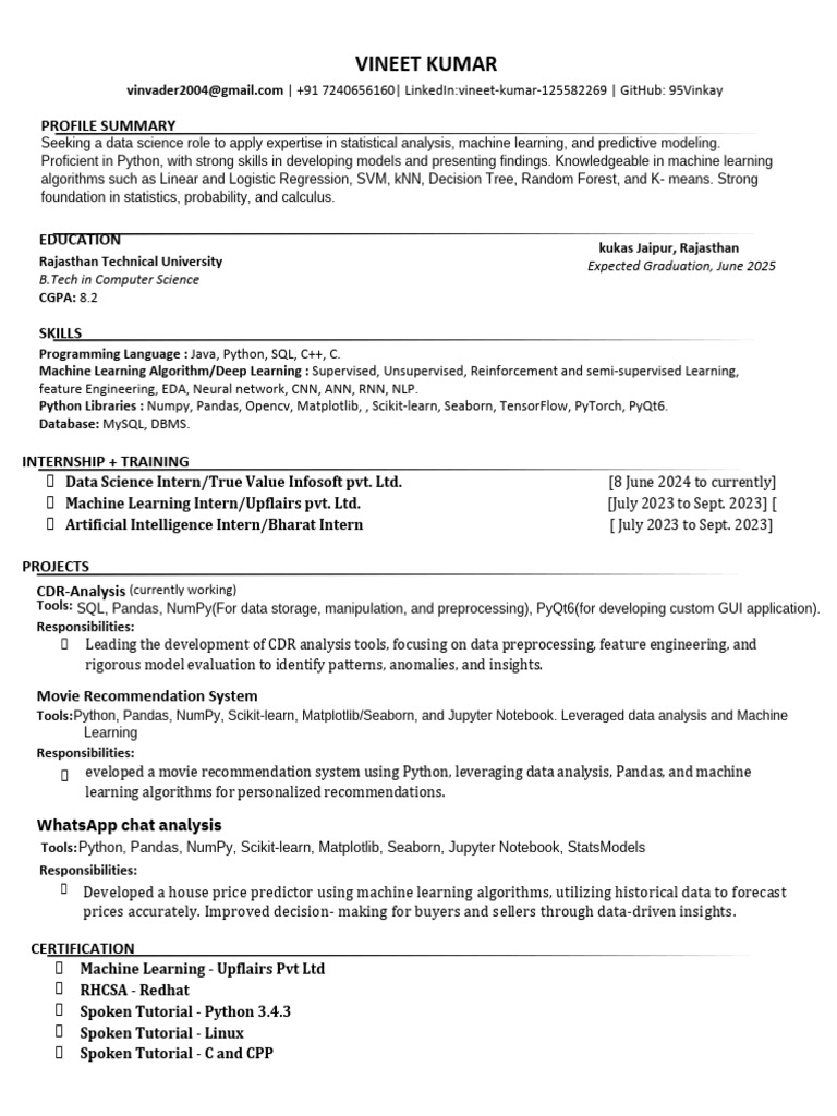 Vineet Resume | PDF