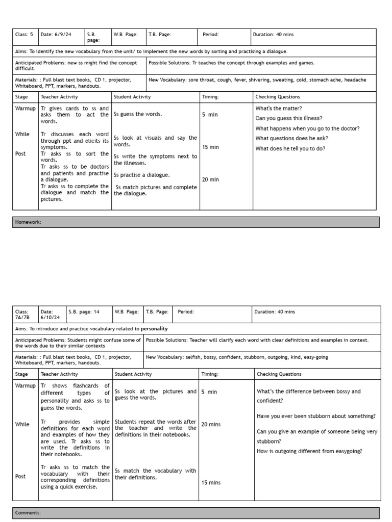 6th Week Lesson Plans Grades 5,7,8 Sem 1 | PDF