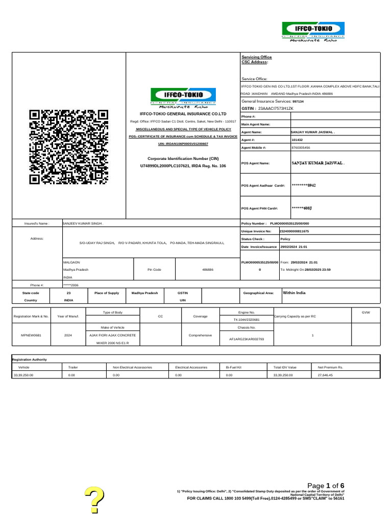 ITGI CVI Policy Schedule Document PLMO000053512500000 1989532-1-1 | PDF
